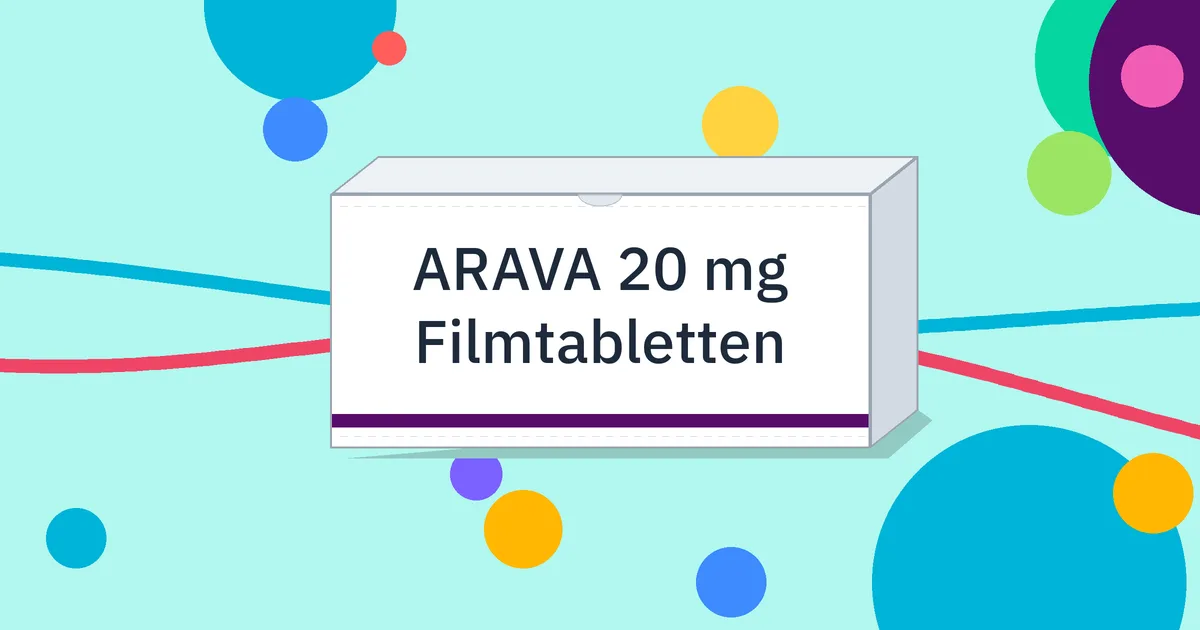 Symbolbild: Packung mit der Aufschrift ARAVA 20 mg Filmtabletten (PZN 03530253) – Verfügbarkeit und Bezug in Apotheken in Frankfurt am Main