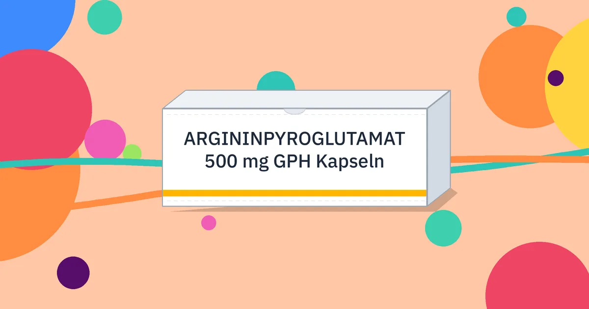 Symbolbild: Packung mit der Aufschrift ARGININPYROGLUTAMAT 500 mg GPH Kapseln (PZN 19860076) – Verfügbarkeit und Bezug in Apotheken in Frankfurt am Main