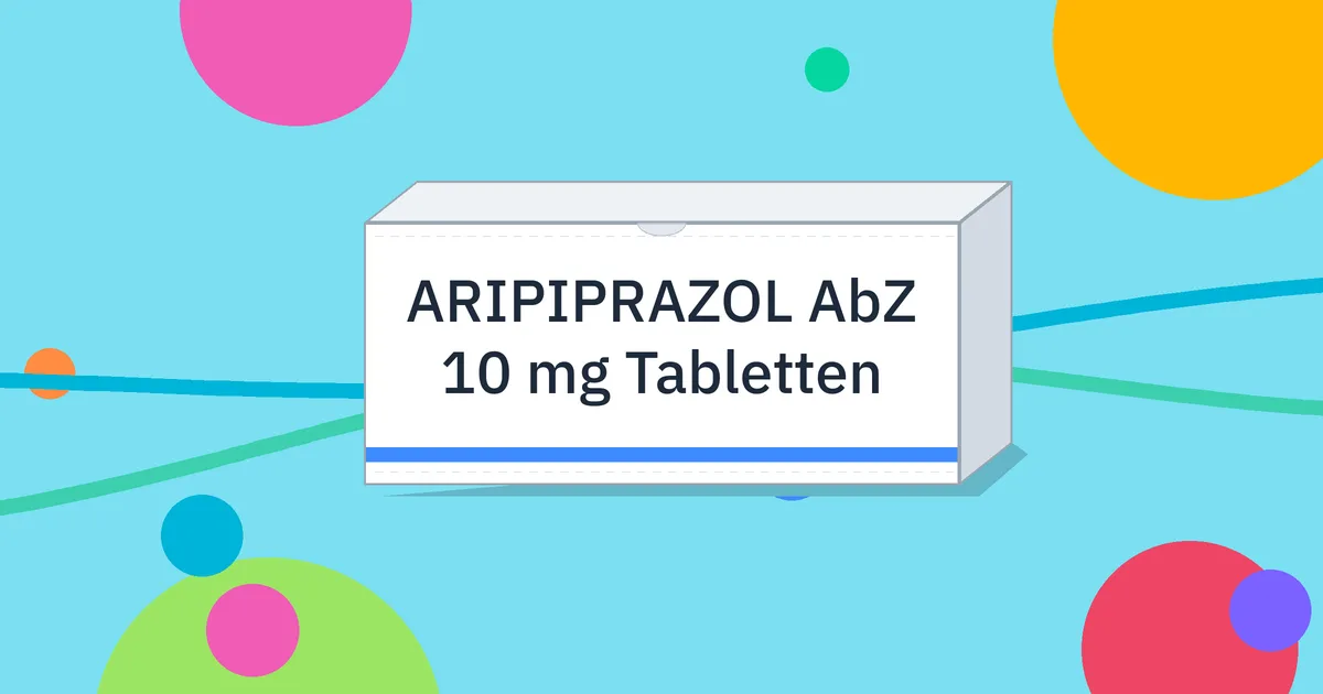 Symbolbild: Packung mit der Aufschrift ARIPIPRAZOL AbZ 10 mg Tabletten (PZN 10317844) – Verfügbarkeit und Bezug in Apotheken in Frankfurt am Main