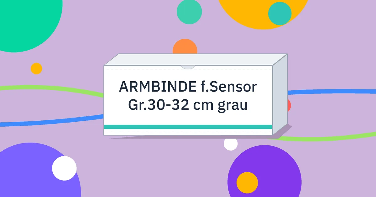 Symbolbild: Packung mit der Aufschrift ARMBINDE f.Sensor Gr.30-32 cm grau (PZN 17838196) – Verfügbarkeit und Bezug in Apotheken in Frankfurt am Main
