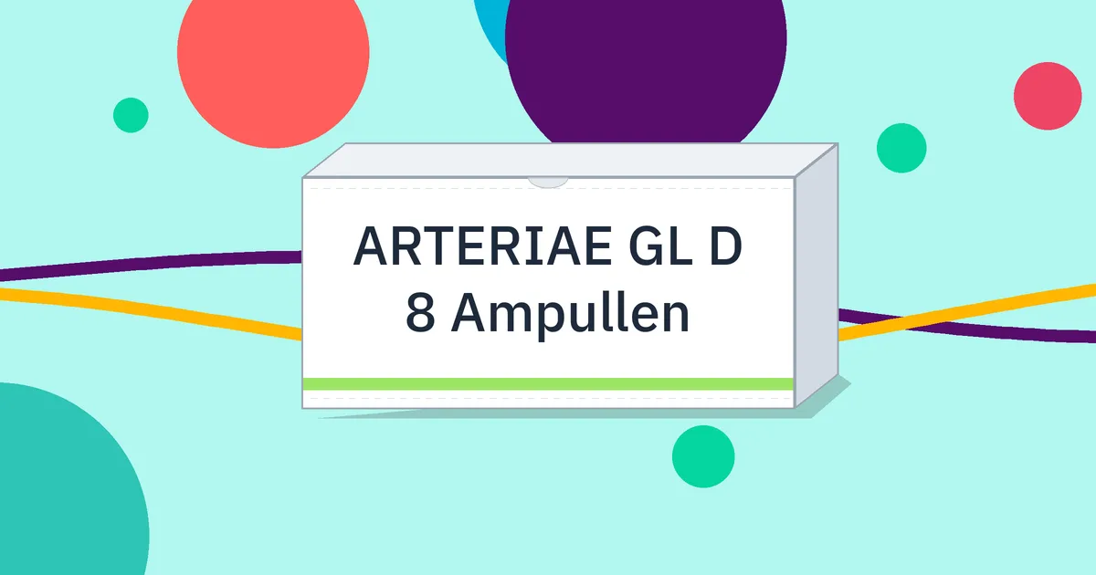 Symbolbild: Packung mit der Aufschrift ARTERIAE GL D 8 Ampullen (PZN 04614897) – Verfügbarkeit und Bezug in Apotheken in Frankfurt am Main