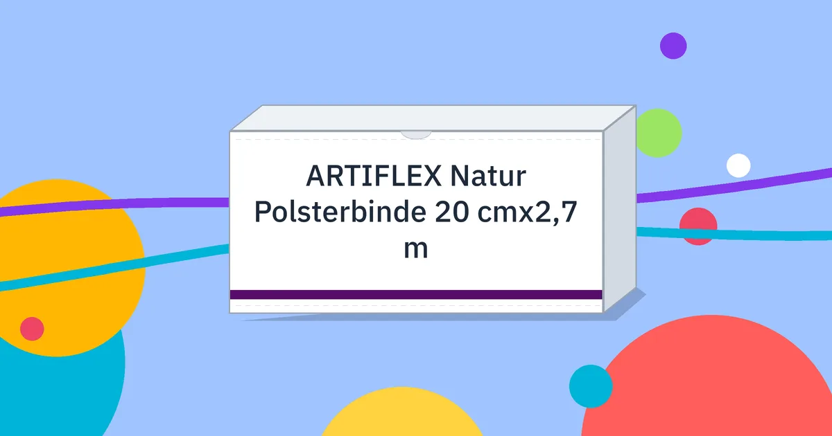 Symbolbild: Packung mit der Aufschrift ARTIFLEX Natur Polsterbinde 20 cmx2,7 m (PZN 12654764) – Verfügbarkeit und Bezug in Apotheken in Frankfurt am Main