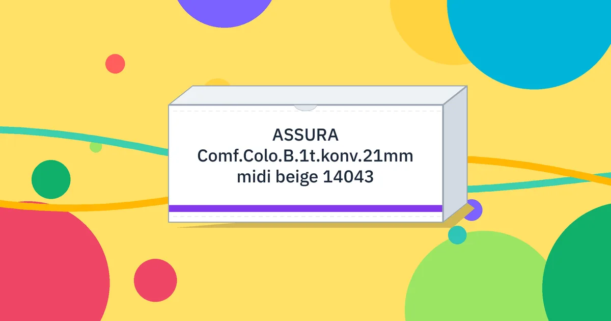 Symbolbild: Packung mit der Aufschrift ASSURA Comf.Colo.B.1t.konv.21mm midi beige 14043 (PZN 01689713) – Verfügbarkeit und Bezug in Apotheken in Frankfurt am Main