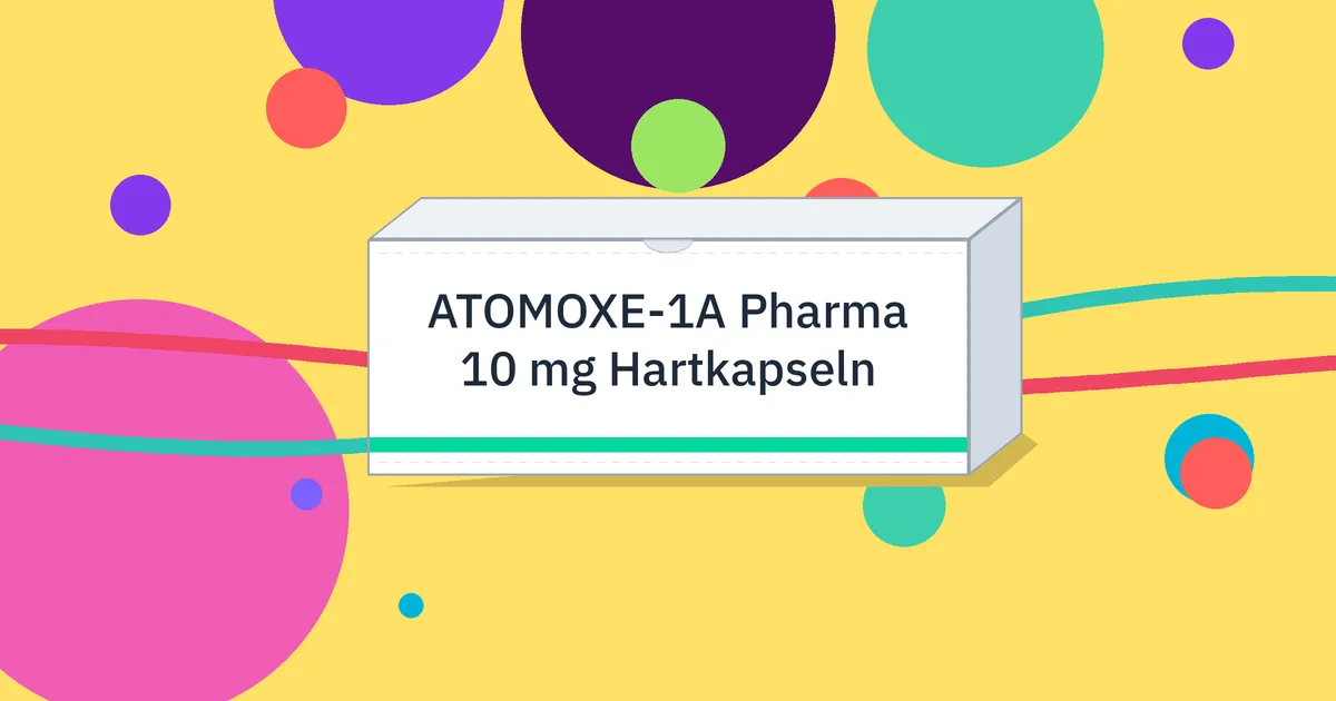 Symbolbild: Packung mit der Aufschrift ATOMOXE-1A Pharma 10 mg Hartkapseln (PZN 14352211) – Verfügbarkeit und Bezug in Apotheken in Frankfurt am Main