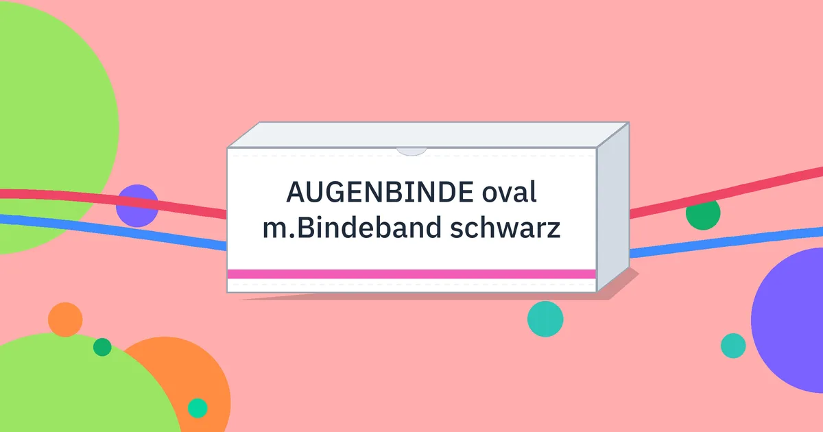 Symbolbild: Packung mit der Aufschrift AUGENBINDE oval m.Bindeband schwarz (PZN 04096801) – Verfügbarkeit und Bezug in Apotheken in Frankfurt am Main
