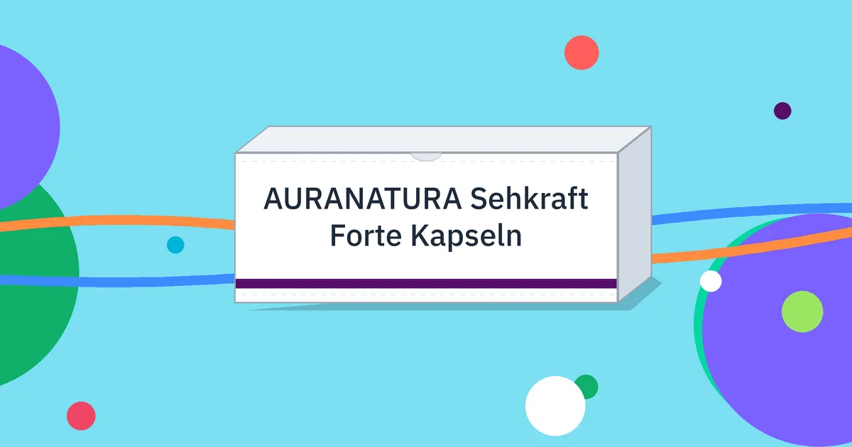 Symbolbild: Packung mit der Aufschrift AURANATURA Sehkraft Forte Kapseln (PZN 13723131) – Verfügbarkeit und Bezug in Apotheken in Frankfurt am Main
