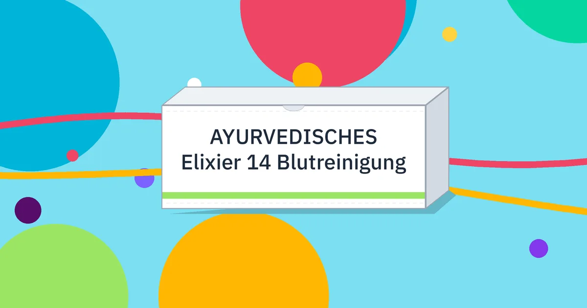 Symbolbild: Packung mit der Aufschrift AYURVEDISCHES Elixier 14 Blutreinigung (PZN 07251892) – Verfügbarkeit und Bezug in Apotheken in Frankfurt am Main