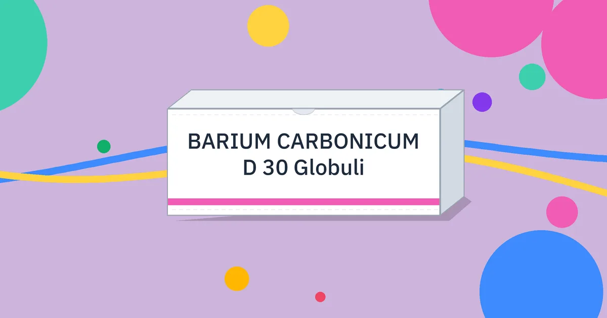 Symbolbild: Packung mit der Aufschrift BARIUM CARBONICUM D 30 Globuli (PZN 14311695) – Verfügbarkeit und Bezug in Apotheken in Frankfurt am Main