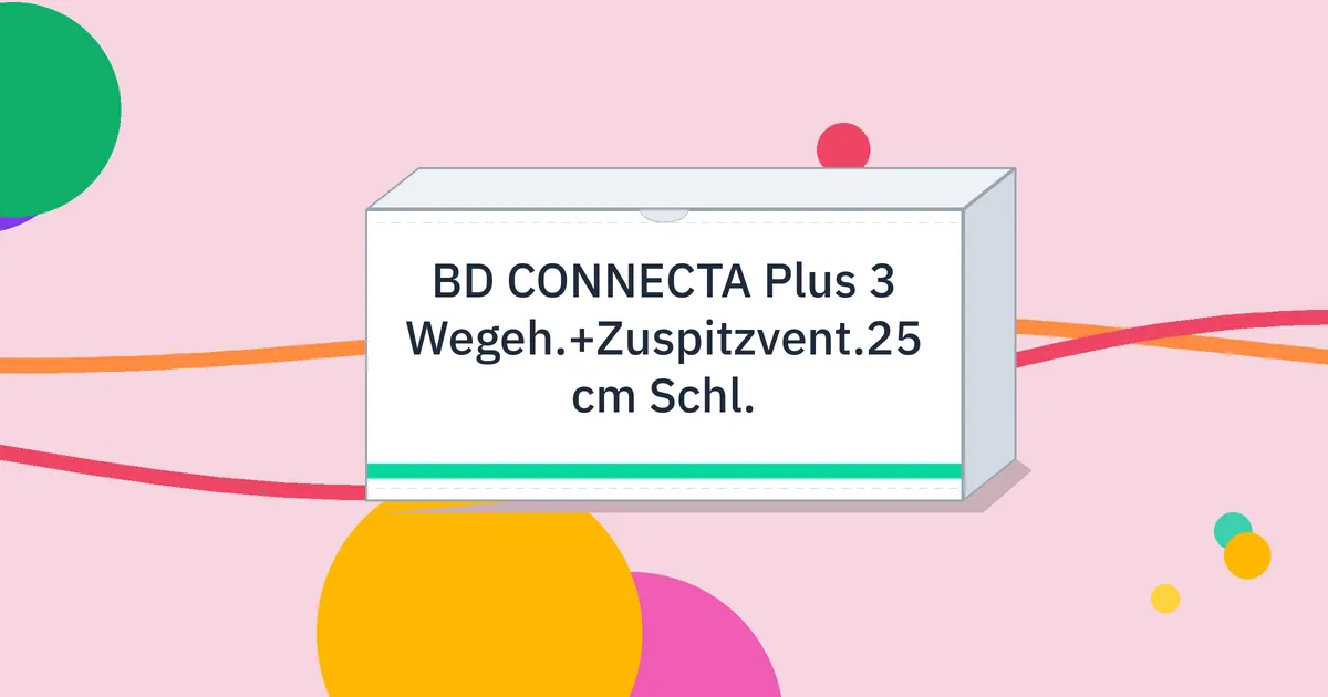 Symbolbild: Packung mit der Aufschrift BD CONNECTA Plus 3 Wegeh.+Zuspitzvent.25 cm Schl. (PZN 01341631) – Verfügbarkeit und Bezug in Apotheken in Frankfurt am Main