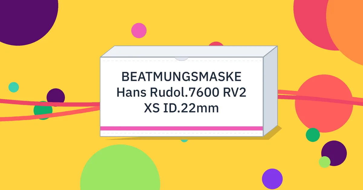 Symbolbild: Packung mit der Aufschrift BEATMUNGSMASKE Hans Rudol.7600 RV2 XS ID.22mm (PZN 17303609) – Verfügbarkeit und Bezug in Apotheken in Frankfurt am Main