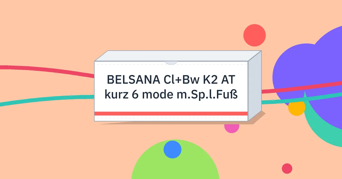 Symbolbild: Packung mit der Aufschrift BELSANA Cl+Bw K2 AT kurz 6 mode m.Sp.l.Fuß (PZN 12253663) – Verfügbarkeit und Bezug in Apotheken in Frankfurt am Main