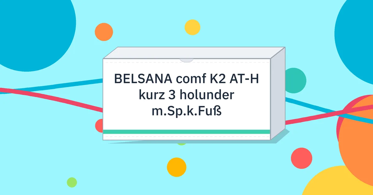 Symbolbild: Packung mit der Aufschrift BELSANA comf K2 AT-H kurz 3 holunder m.Sp.k.Fuß (PZN 12329449) – Verfügbarkeit und Bezug in Apotheken in Frankfurt am Main