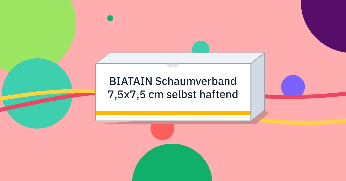 Symbolbild: Packung mit der Aufschrift BIATAIN Schaumverband 7,5x7,5 cm selbst haftend (PZN 18125386) – Verfügbarkeit und Bezug in Apotheken in Frankfurt am Main