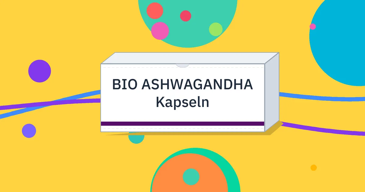 Symbolbild: Packung mit der Aufschrift BIO ASHWAGANDHA Kapseln (PZN 19268283) – Verfügbarkeit und Bezug in Apotheken in Frankfurt am Main