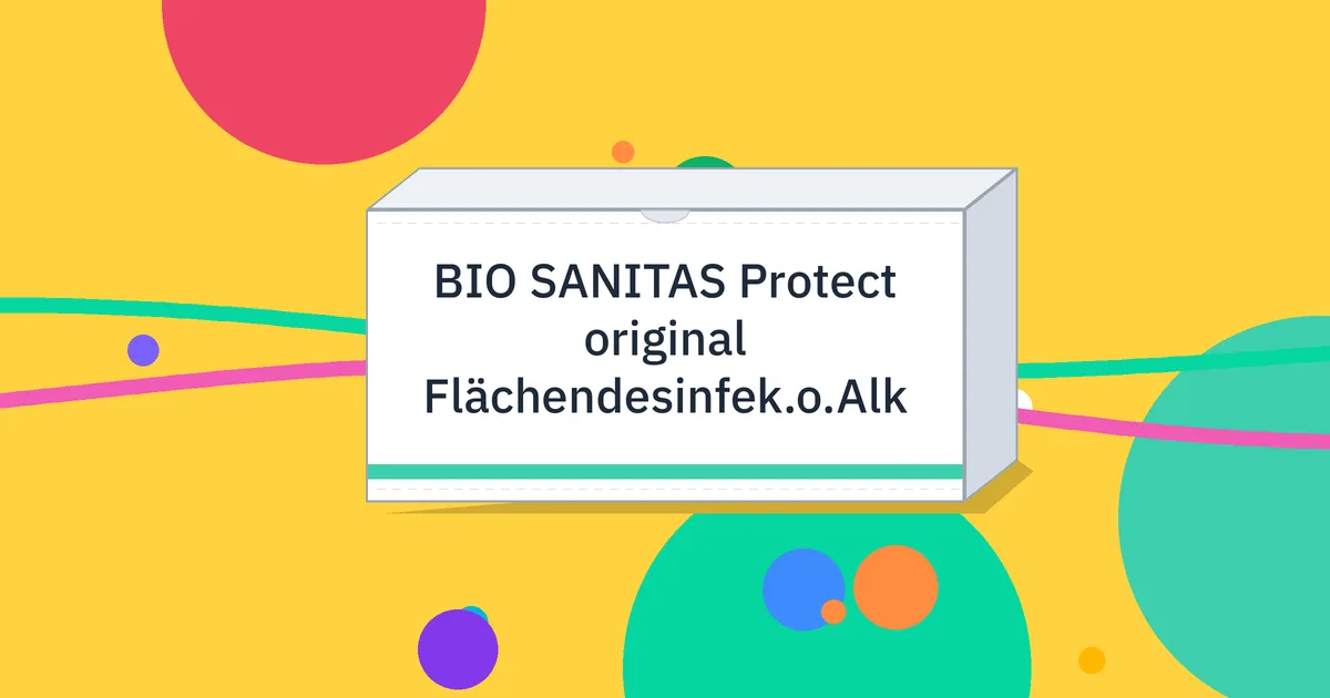 Symbolbild: Packung mit der Aufschrift BIO SANITAS Protect original Flächendesinfek.o.Alk (PZN 18727079) – Verfügbarkeit und Bezug in Apotheken in Frankfurt am Main