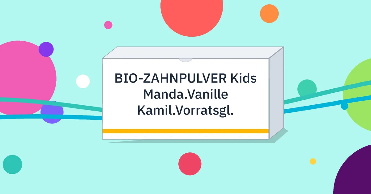 Symbolbild: Packung mit der Aufschrift BIO-ZAHNPULVER Kids Manda.Vanille Kamil.Vorratsgl. (PZN 18326937) – Verfügbarkeit und Bezug in Apotheken in Frankfurt am Main