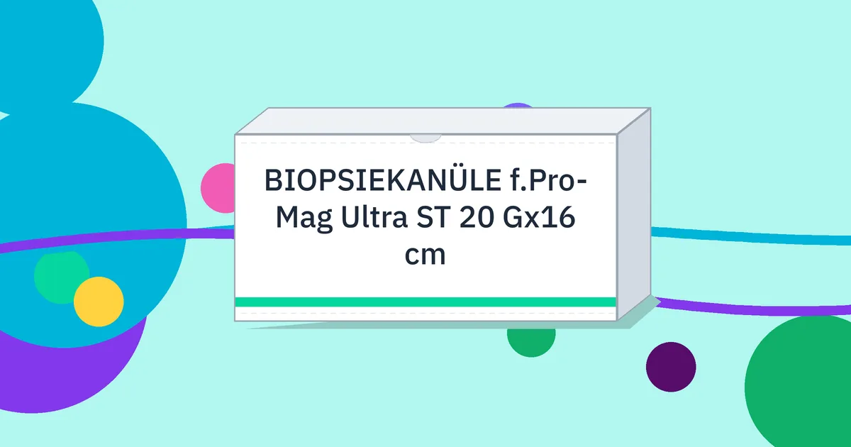 Symbolbild: Packung mit der Aufschrift BIOPSIEKANÜLE f.Pro-Mag Ultra ST 20 Gx16 cm (PZN 00425946) – Verfügbarkeit und Bezug in Apotheken in Frankfurt am Main