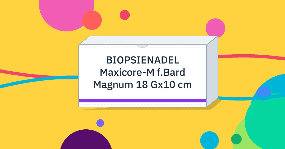 Symbolbild: Packung mit der Aufschrift BIOPSIENADEL Maxicore-M f.Bard Magnum 18 Gx10 cm (PZN 18811839) – Verfügbarkeit und Bezug in Apotheken in Frankfurt am Main