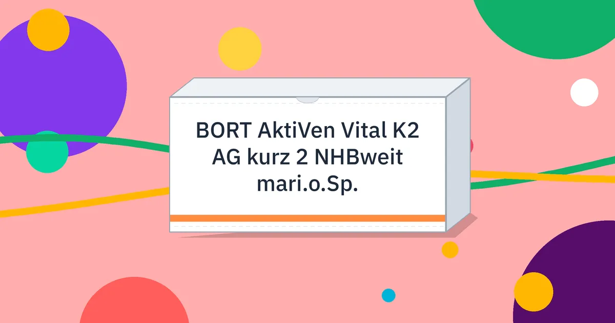 Symbolbild: Packung mit der Aufschrift BORT AktiVen Vital K2 AG kurz 2 NHBweit mari.o.Sp. (PZN 13733023) – Verfügbarkeit und Bezug in Apotheken in Frankfurt am Main