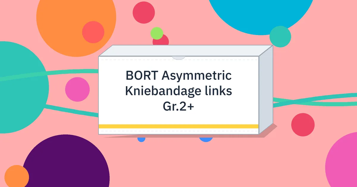 Symbolbild: Packung mit der Aufschrift BORT Asymmetric Kniebandage links Gr.2+ (PZN 16843350) – Verfügbarkeit und Bezug in Apotheken in Frankfurt am Main
