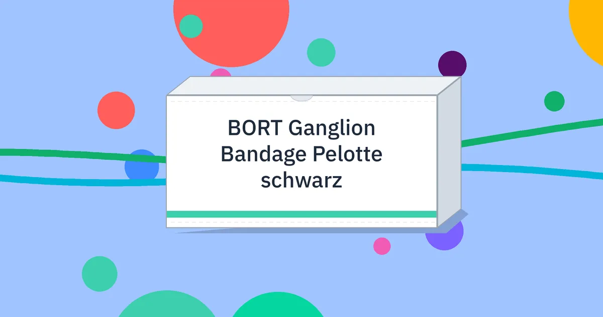 Symbolbild: Packung mit der Aufschrift BORT Ganglion Bandage Pelotte schwarz (PZN 17843470) – Verfügbarkeit und Bezug in Apotheken in Frankfurt am Main