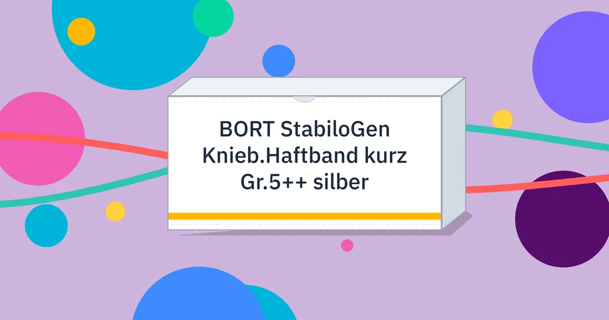 Symbolbild: Packung mit der Aufschrift BORT StabiloGen Knieb.Haftband kurz Gr.5++ silber (PZN 18270042) – Verfügbarkeit und Bezug in Apotheken in Frankfurt am Main