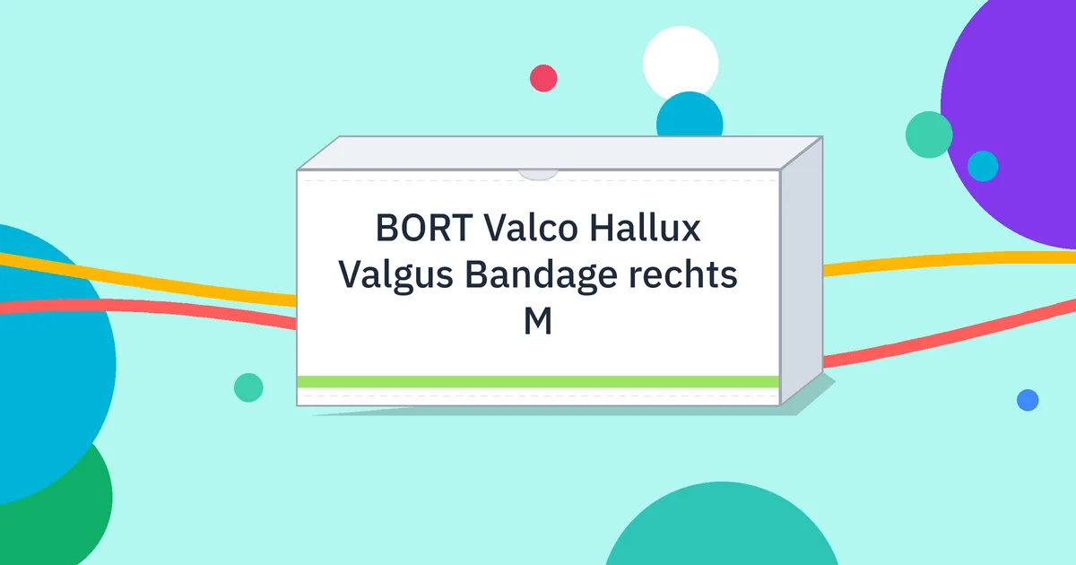 Symbolbild: Packung mit der Aufschrift BORT Valco Hallux Valgus Bandage rechts M (PZN 00633685) – Verfügbarkeit und Bezug in Apotheken in Frankfurt am Main