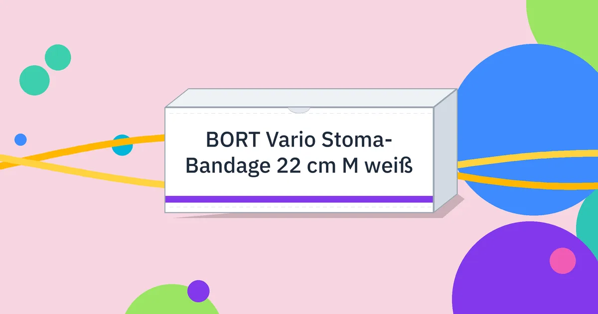 Symbolbild: Packung mit der Aufschrift BORT Vario Stoma-Bandage 22 cm M weiß (PZN 16318827) – Verfügbarkeit und Bezug in Apotheken in Frankfurt am Main