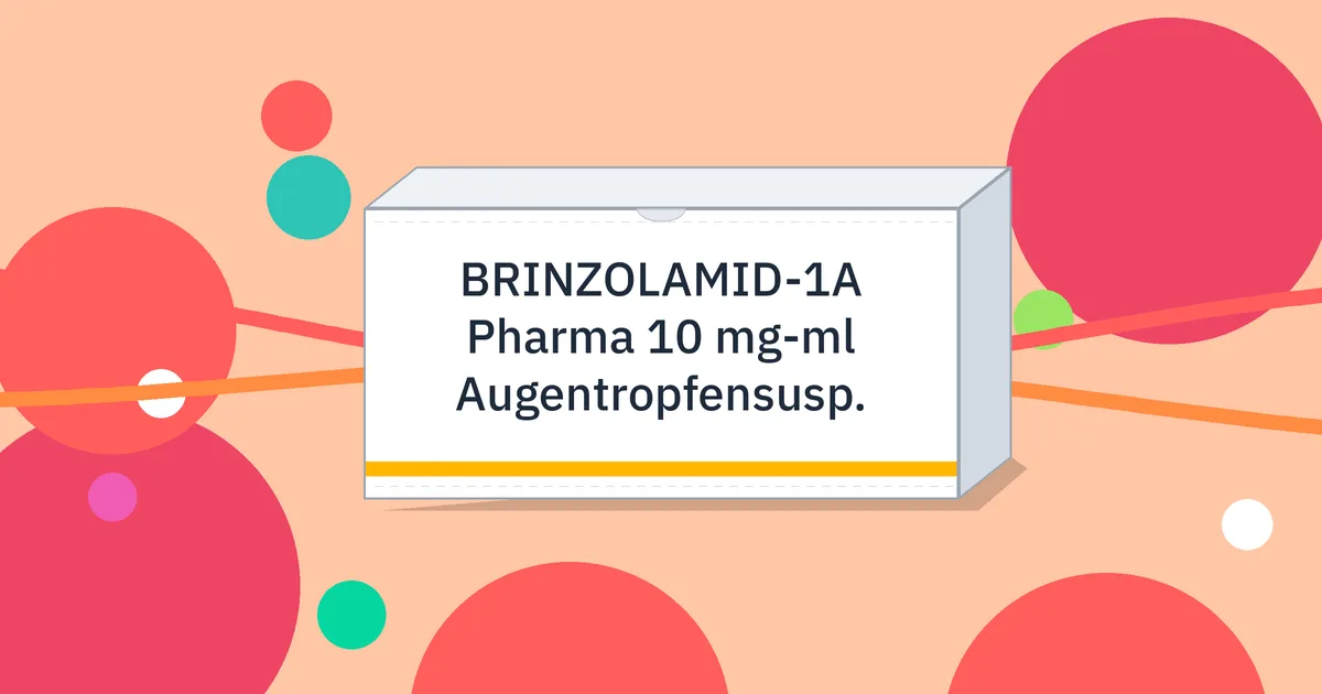 Symbolbild: Packung mit der Aufschrift BRINZOLAMID-1A Pharma 10 mg-ml Augentropfensusp. (PZN 10738103) – Verfügbarkeit und Bezug in Apotheken in Frankfurt am Main