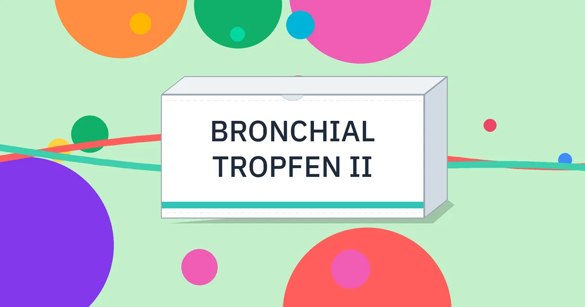 Symbolbild: Packung mit der Aufschrift BRONCHIAL TROPFEN II (PZN 03753906) – Verfügbarkeit und Bezug in Apotheken in Frankfurt am Main