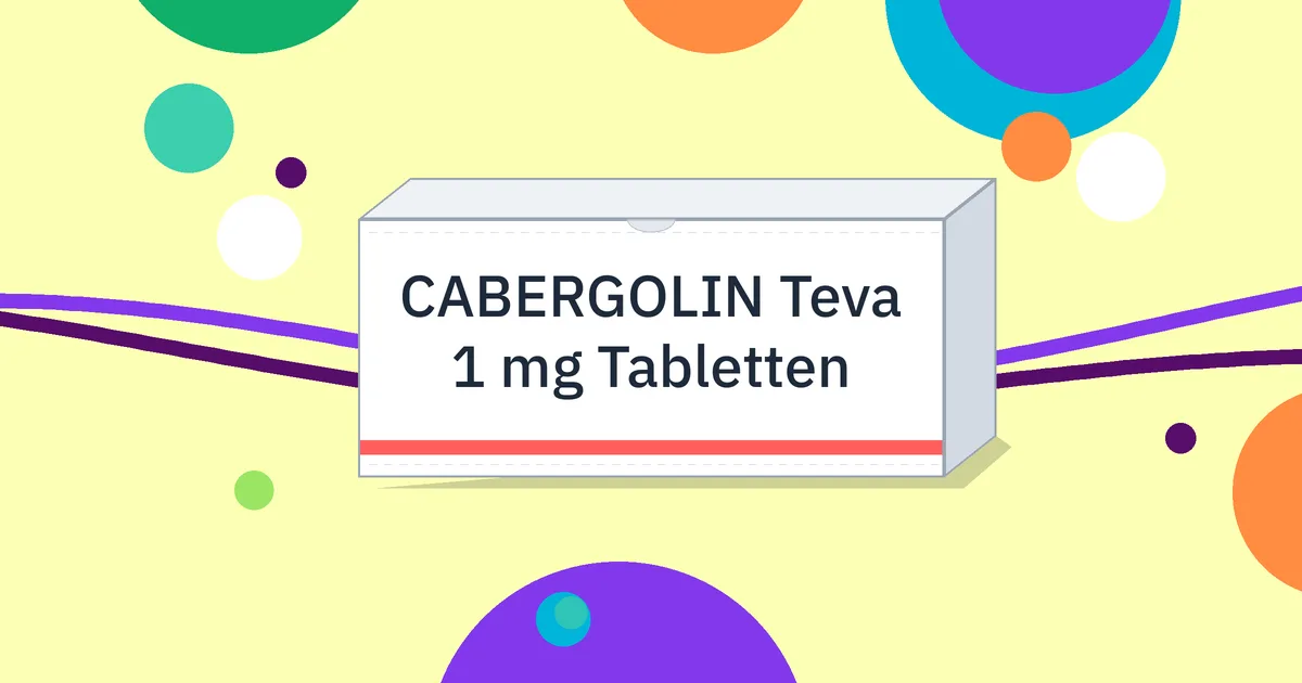 Symbolbild: Packung mit der Aufschrift CABERGOLIN Teva 1 mg Tabletten (PZN 09191869) – Verfügbarkeit und Bezug in Apotheken in Frankfurt am Main