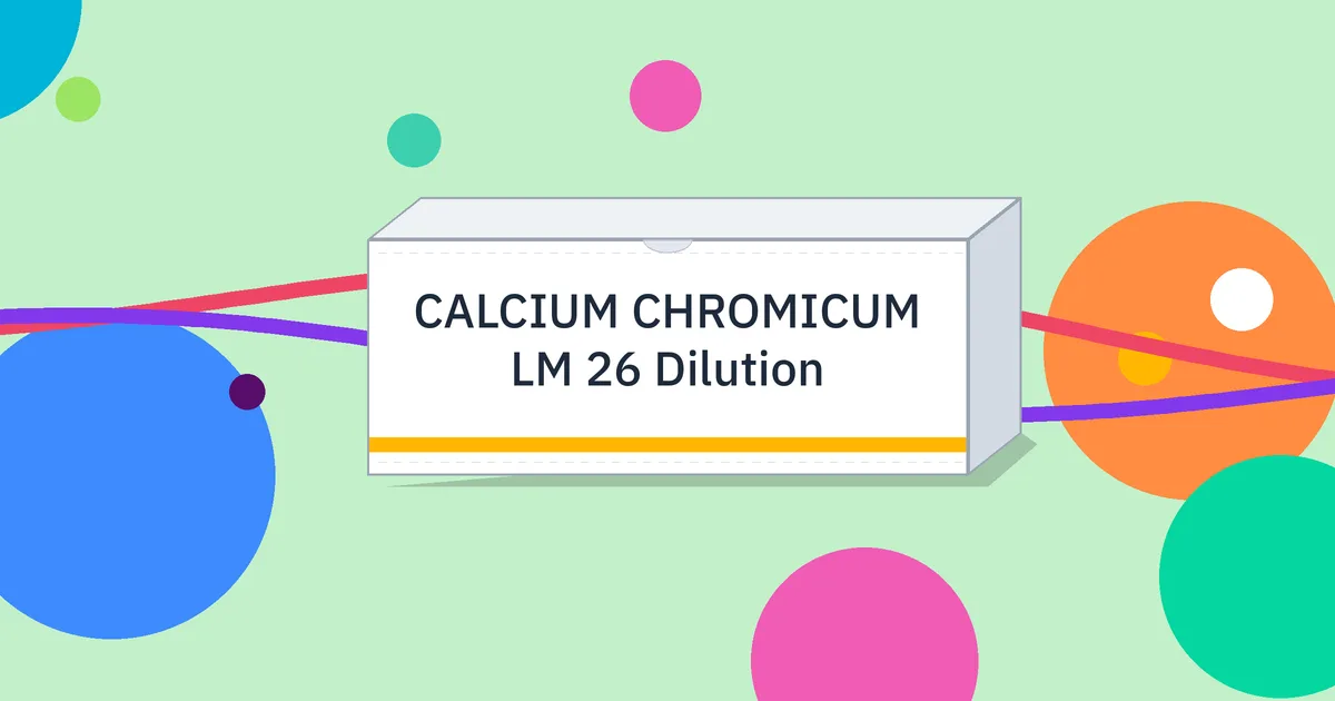 Symbolbild: Packung mit der Aufschrift CALCIUM CHROMICUM LM 26 Dilution (PZN 13408493) – Verfügbarkeit und Bezug in Apotheken in Frankfurt am Main