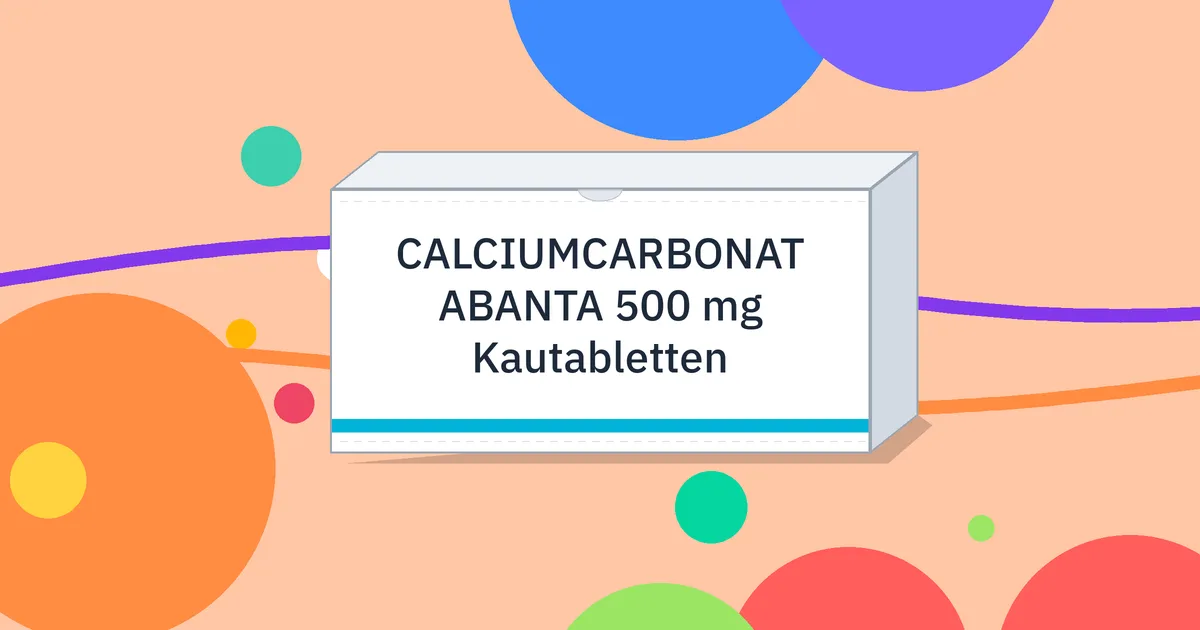 Symbolbild: Packung mit der Aufschrift CALCIUMCARBONAT ABANTA 500 mg Kautabletten (PZN 13967502) – Verfügbarkeit und Bezug in Apotheken in Frankfurt am Main