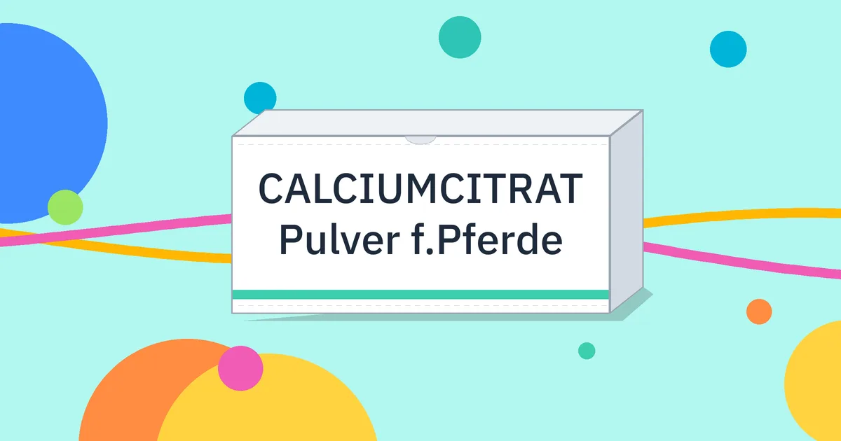Symbolbild: Packung mit der Aufschrift CALCIUMCITRAT Pulver f.Pferde (PZN 16831625) – Verfügbarkeit und Bezug in Apotheken in Frankfurt am Main
