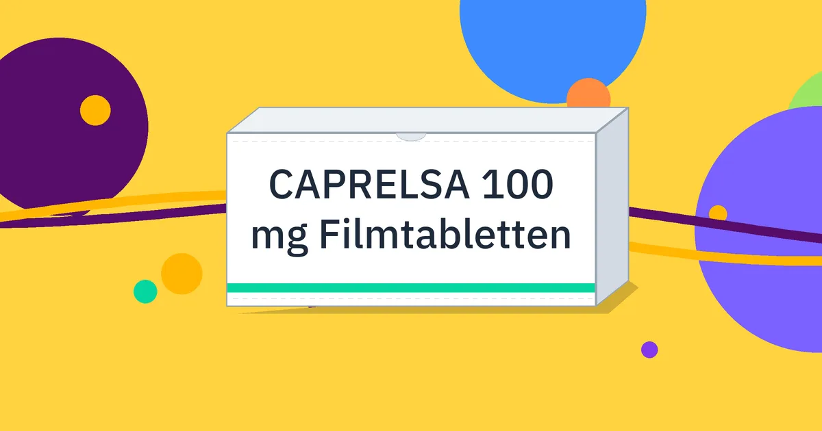 Symbolbild: Packung mit der Aufschrift CAPRELSA 100 mg Filmtabletten (PZN 17888811) – Verfügbarkeit und Bezug in Apotheken in Frankfurt am Main