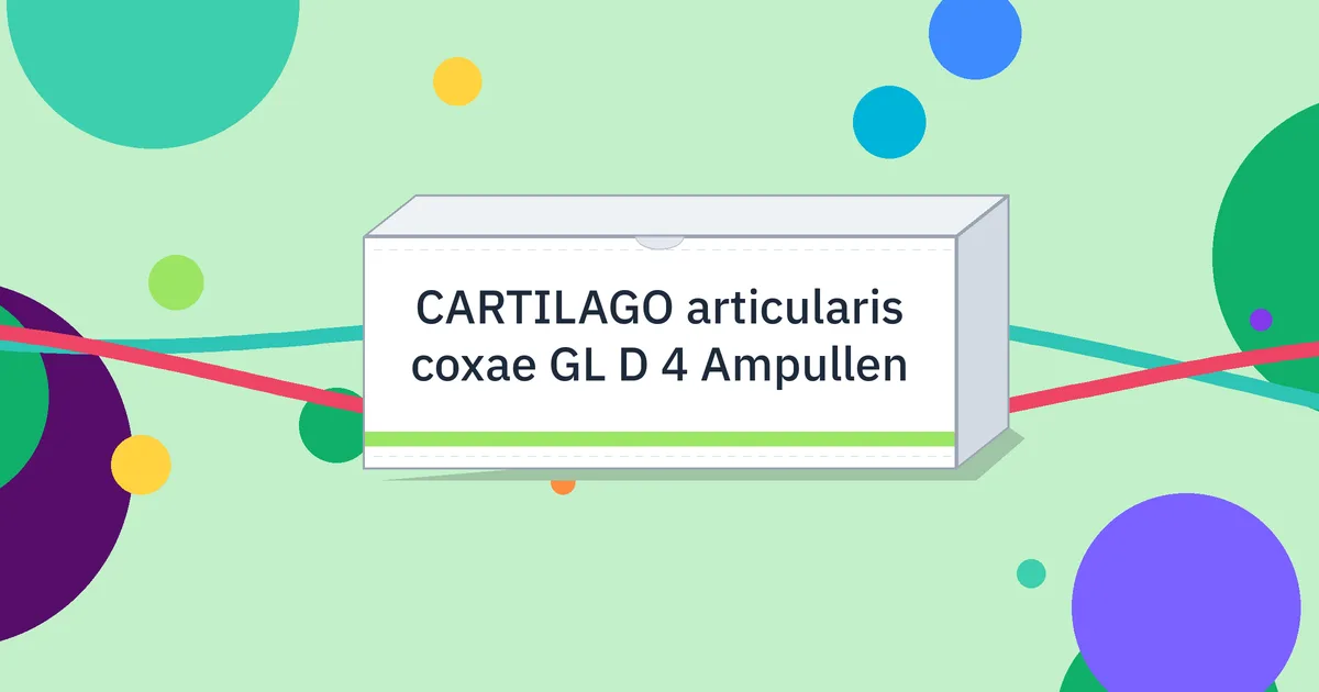 Symbolbild: Packung mit der Aufschrift CARTILAGO articularis coxae GL D 4 Ampullen (PZN 02831484) – Verfügbarkeit und Bezug in Apotheken in Frankfurt am Main