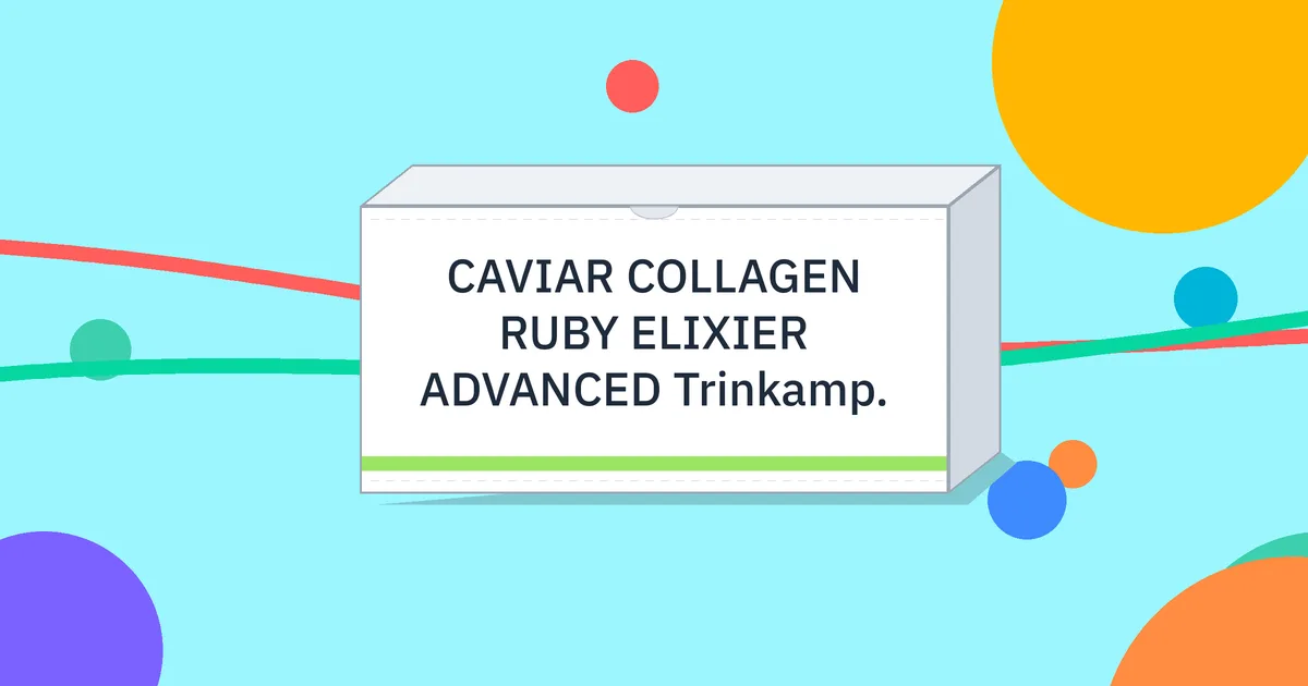 Symbolbild: Packung mit der Aufschrift CAVIAR COLLAGEN RUBY ELIXIER ADVANCED Trinkamp. (PZN 19831229) – Verfügbarkeit und Bezug in Apotheken in Frankfurt am Main