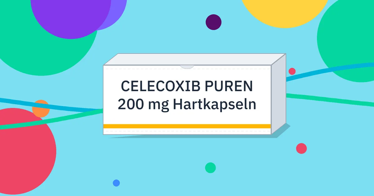 Symbolbild: Packung mit der Aufschrift CELECOXIB PUREN 200 mg Hartkapseln (PZN 13359346) – Verfügbarkeit und Bezug in Apotheken in Frankfurt am Main