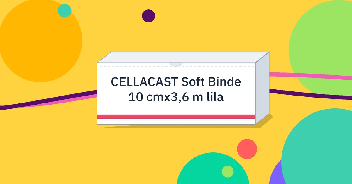 Symbolbild: Packung mit der Aufschrift CELLACAST Soft Binde 10 cmx3,6 m lila (PZN 14264725) – Verfügbarkeit und Bezug in Apotheken in Frankfurt am Main