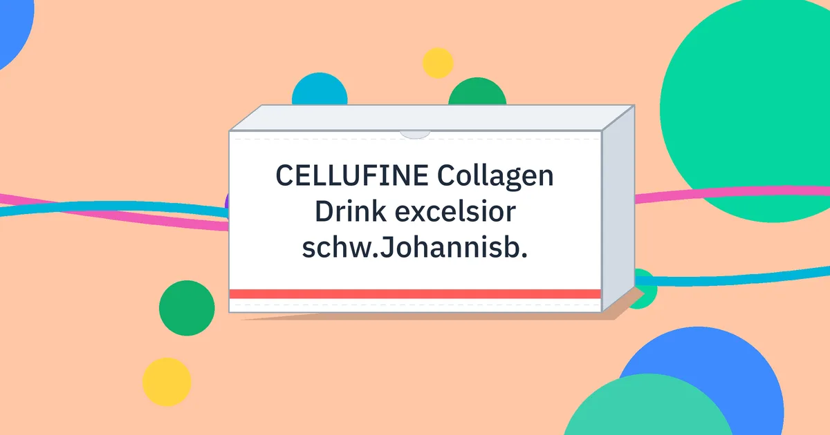 Symbolbild: Packung mit der Aufschrift CELLUFINE Collagen Drink excelsior schw.Johannisb. (PZN 14417933) – Verfügbarkeit und Bezug in Apotheken in Frankfurt am Main
