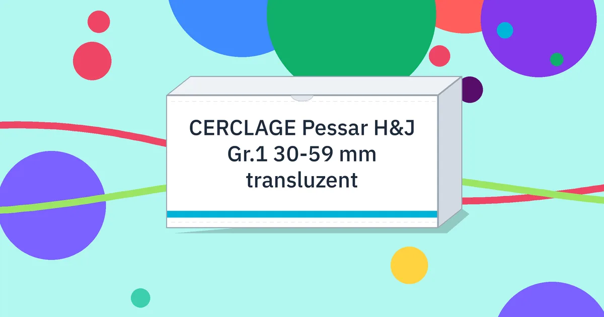 Symbolbild: Packung mit der Aufschrift CERCLAGE Pessar H&J Gr.1 30-59 mm transluzent (PZN 15226394) – Verfügbarkeit und Bezug in Apotheken in Frankfurt am Main