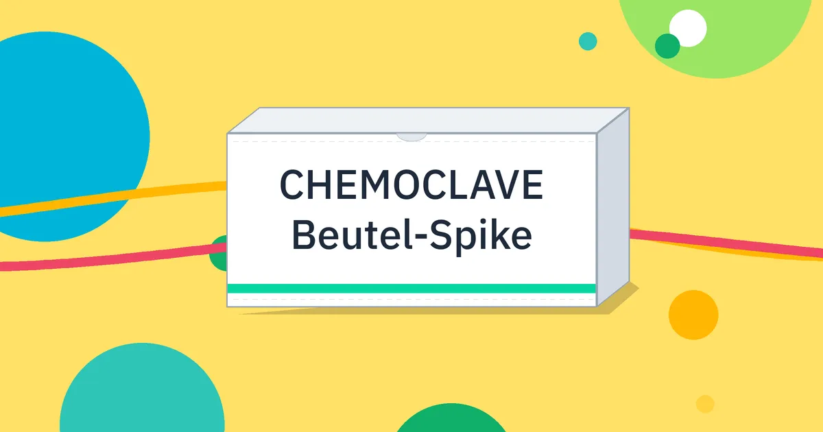 Symbolbild: Packung mit der Aufschrift CHEMOCLAVE Beutel-Spike (PZN 18499187) – Verfügbarkeit und Bezug in Apotheken in Frankfurt am Main