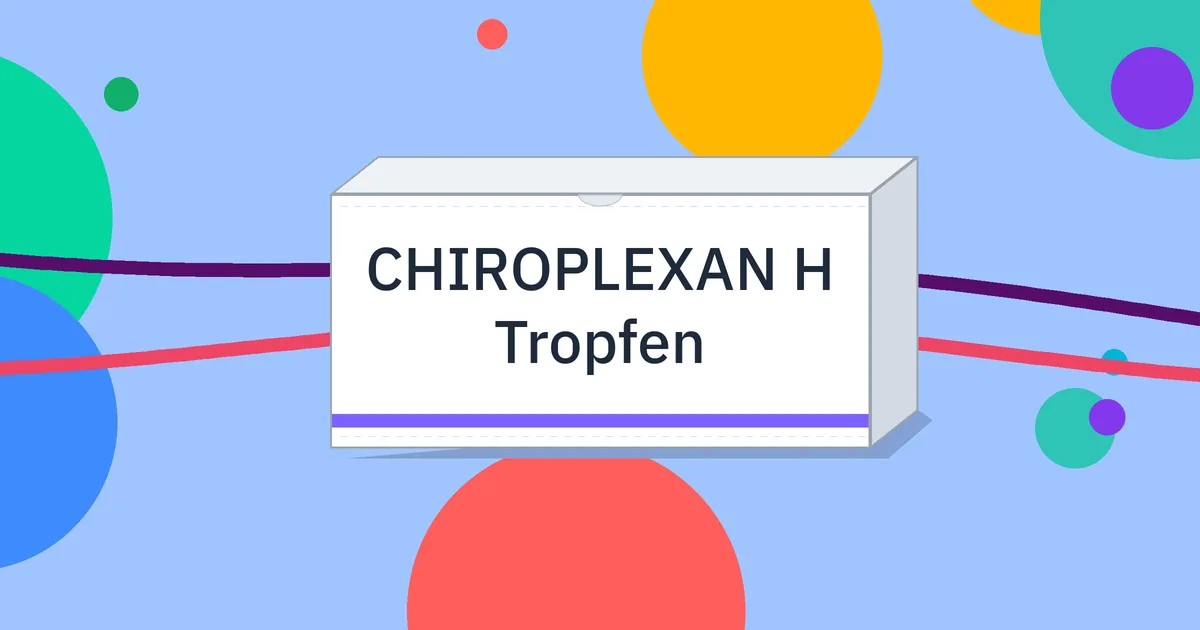 Symbolbild: Packung mit der Aufschrift CHIROPLEXAN H Tropfen (PZN 03957000) – Verfügbarkeit und Bezug in Apotheken in Frankfurt am Main