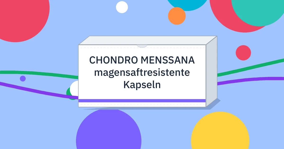 Symbolbild: Packung mit der Aufschrift CHONDRO MENSSANA magensaftresistente Kapseln (PZN 16501922) – Verfügbarkeit und Bezug in Apotheken in Frankfurt am Main