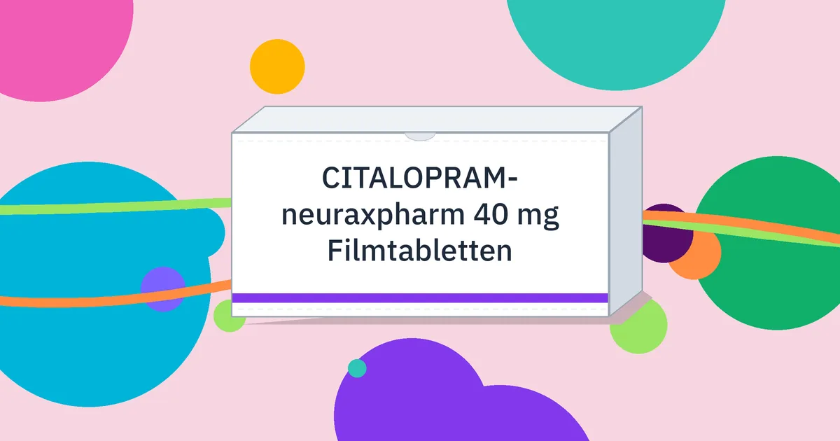 Symbolbild: Packung mit der Aufschrift CITALOPRAM-neuraxpharm 40 mg Filmtabletten (PZN 02571913) – Verfügbarkeit und Bezug in Apotheken in Frankfurt am Main
