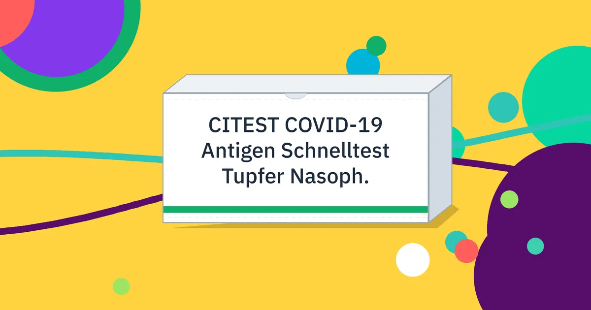 Symbolbild: Packung mit der Aufschrift CITEST COVID-19 Antigen Schnelltest Tupfer Nasoph. (PZN 18229105) – Verfügbarkeit und Bezug in Apotheken in Frankfurt am Main