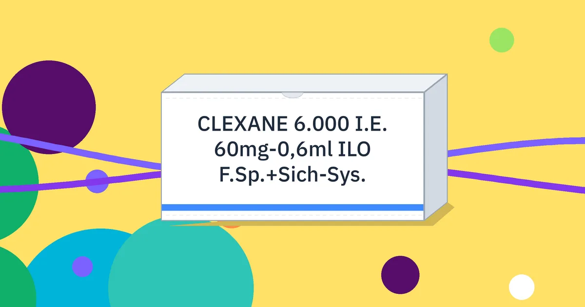 Symbolbild: Packung mit der Aufschrift CLEXANE 6.000 I.E. 60mg-0,6ml ILO F.Sp.+Sich-Sys. (PZN 15814932) – Verfügbarkeit und Bezug in Apotheken in Frankfurt am Main