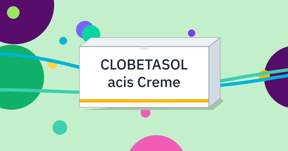 Symbolbild: Packung mit der Aufschrift CLOBETASOL acis Creme (PZN 04882853) – Verfügbarkeit und Bezug in Apotheken in Frankfurt am Main