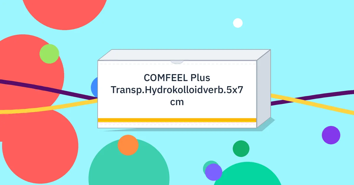 Symbolbild: Packung mit der Aufschrift COMFEEL Plus Transp.Hydrokolloidverb.5x7 cm (PZN 14332125) – Verfügbarkeit und Bezug in Apotheken in Frankfurt am Main