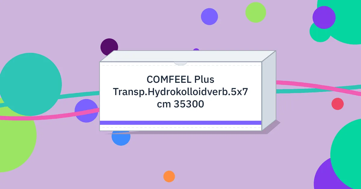 Symbolbild: Packung mit der Aufschrift COMFEEL Plus Transp.Hydrokolloidverb.5x7 cm 35300 (PZN 10210419) – Verfügbarkeit und Bezug in Apotheken in Frankfurt am Main